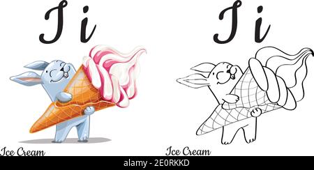 Ice Cream Isolated Coloring Page for Kids Stock Vector Image & Art - Alamy