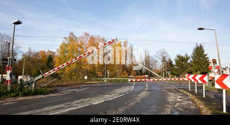 Railway crossing gate, Dortmund, North Rhine-Westphalia, Germany ...