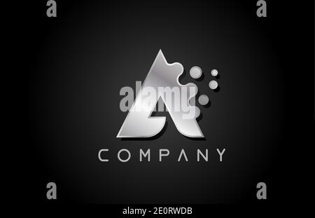 C metallic grey letter logo icon with bubble shapes. Creative alphabet ...