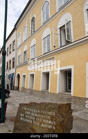 Braunau - The Hitler birthplace memorial stone is a memorial to victims ...