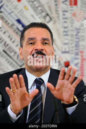 Interpol Secretary General Ronald K. Noble gestures during a press ...