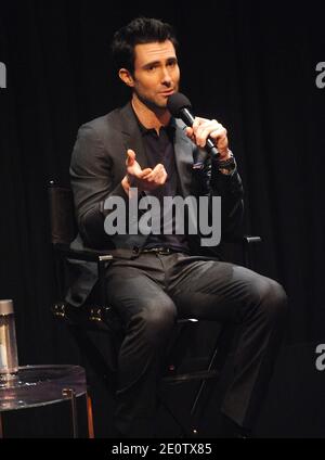 Adam Levine answers the media during a Q&A session following a press ...
