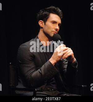 Adam Levine answers the media during a Q&A session following a press ...