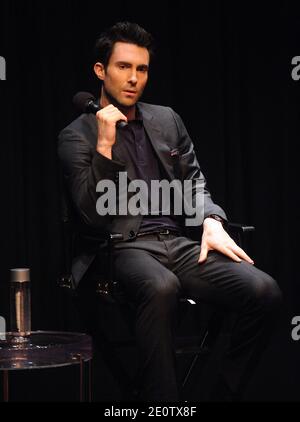 Adam Levine answers the media during a Q&A session following a press ...