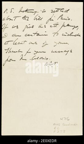 A letter from Kenneth Sawyer Goodman to Miss Griswold, dated September ...