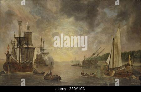 Lieve Pietersz. Verschuier - A harbor scene Stock Photo - Alamy