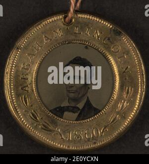 Lincoln button 1860 crop Stock Photo - Alamy