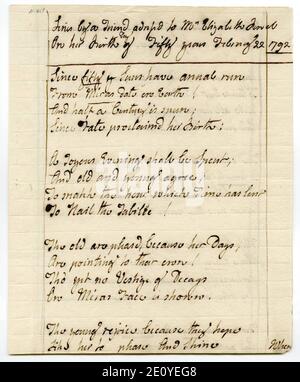 Lines by a Friend addressed to Mrs. Elizabeth Powel on her Birthday of ...