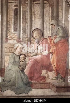 Lippi, Birth and Naming St John (detail Stock Photo - Alamy