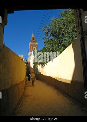 The vintage minaret in Fez city, Morocco Stock Photo - Alamy