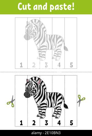 Color by numbers zebra Animal. Puzzle game for children education ...