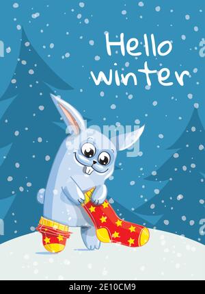 Cute Bunny Hello Stock Vector Image & Art - Alamy