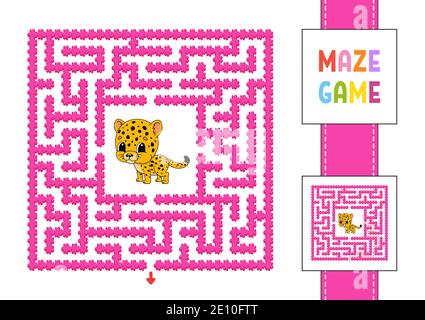 Labyrinth maze help the cat to find milk. Kids vector board game ...