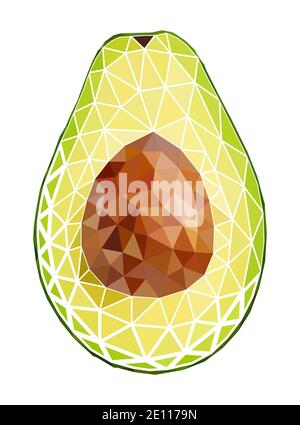 Low poly avocado. Vector polygonal sign avocado isolated on white ...