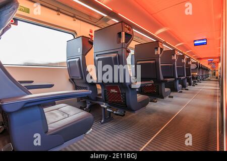 german train interior seats Stock Photo - Alamy