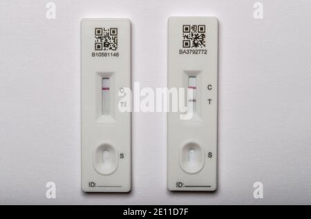 Positive and negative lateral flow device tests Stock Photo - Alamy