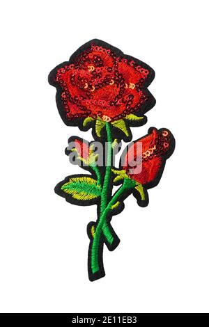 Red rose embroidered patch Stock Photo - Alamy
