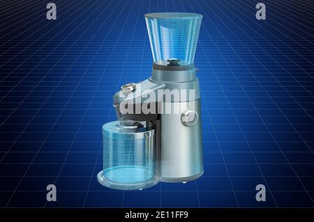 Visualization 3d cad model of coffee machine retro design, blueprint ...