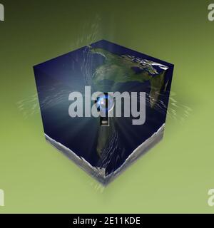 Planet Earth in cube shape. 3D rendering Stock Photo - Alamy