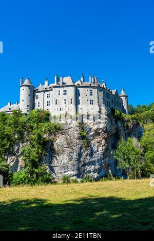 Castle of Walzin, built on a rock over the river, Belgium Stock Photo ...