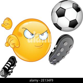 Soccer player kicking the ball icon, outline style Stock Vector Image ...