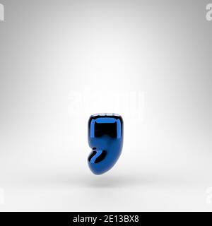 Chrome 3d coma symbol. Glossy chrome sign on scratched metal background ...