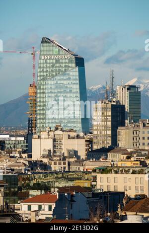 MILAN - The skyline of Milan's skyscrapers in Porta Nuova, seen from ...