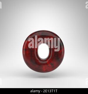 Red 3d letter E lowercase. Glossy red metallic letter on stone tile ...