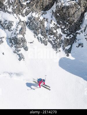 Female freeskier in backcountry Stock Photo - Alamy