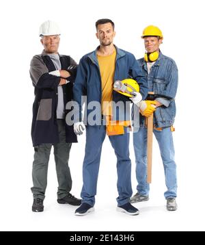 Miner men on white background Stock Photo - Alamy