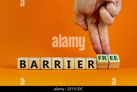 Barrier free symbol. Concept words Barrier free on beautiful wooden ...