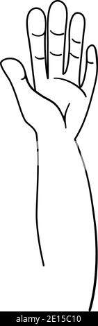 Raised outstretched hand outline vector drawing Stock Vector Image ...