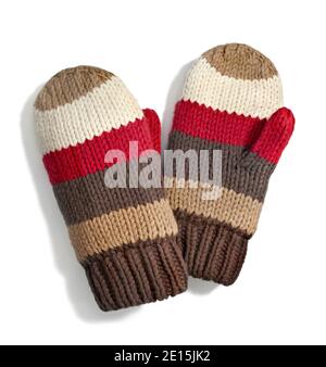 pair of red striped mittens Stock Photo - Alamy