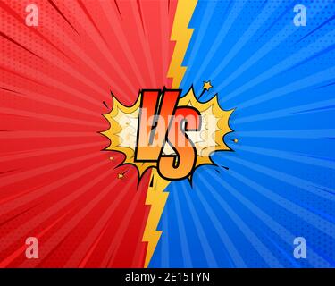 VS Versus Blue and red comic design. Battle banner match, vs letters ...