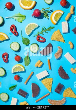 Banana fruit cut and healed with plastic tape on blue background Stock ...