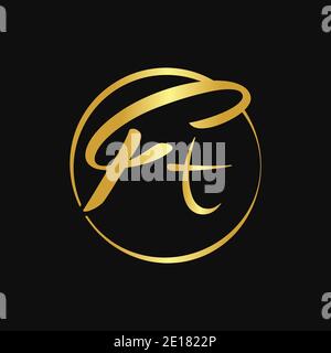 Initial FT Script Letter Type Logo Design With Modern Typography Vector ...