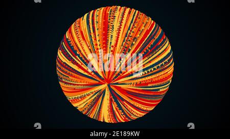 Abstract sphere from lines and particles, computer generated. 3d ...