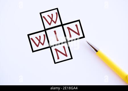 Handwriting text You Win. Concept meaning be first in school race or ...