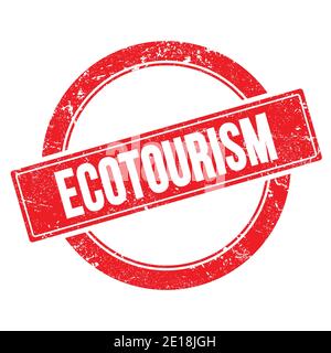 ECOTOURISM text on red grungy rectangle stamp sign Stock Photo - Alamy