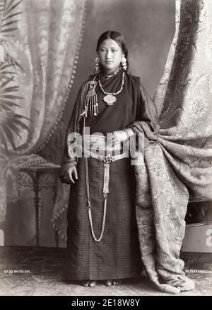 Vintage 19th century photograph - Bhutia girl. The Bhutia constitute a ...