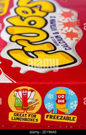 Box and tubes of Yoplait Frubes, fromage frais in a tube yoghurt yogurt ...