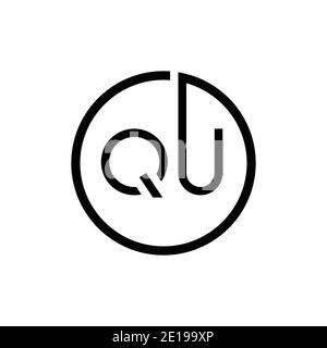 QU Q U letter logo design. Initial letter QU linked circle uppercase ...