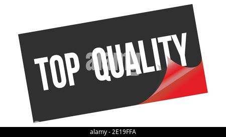 TOP QUALITY text written on black yellow sticker stamp Stock Photo - Alamy