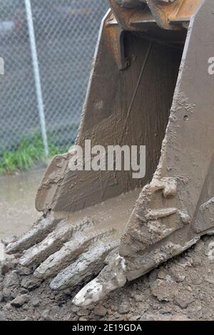 Excavator and cherry picker at a construction site Nashville Tennessee ...