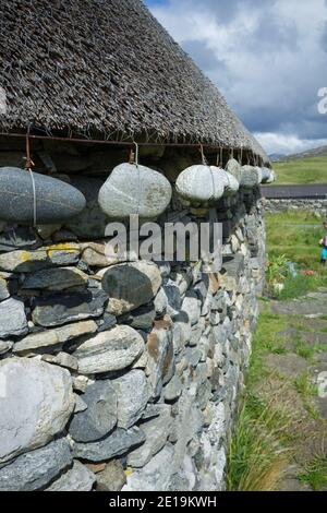 A traditional Blackhouse house in Harris, the Outer Hebridies, Scotland ...