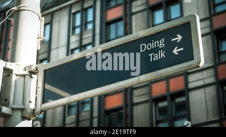 Street Sign the Direction Way to Doing versus Talk Stock Photo - Alamy