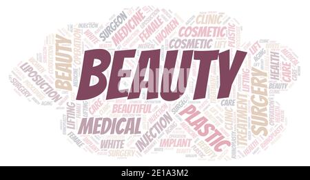 Beauty typography word cloud create with text only Stock Photo - Alamy