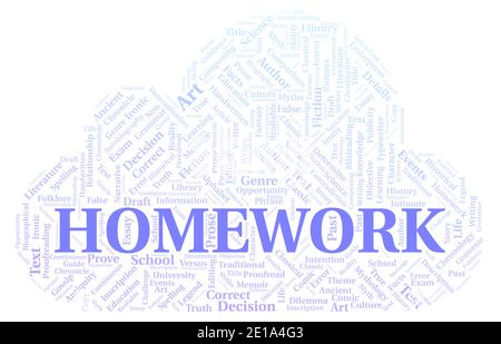 Homework typography word cloud create with text only Stock Photo - Alamy