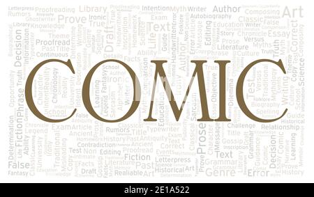 Comic typography word cloud create with text only Stock Photo - Alamy