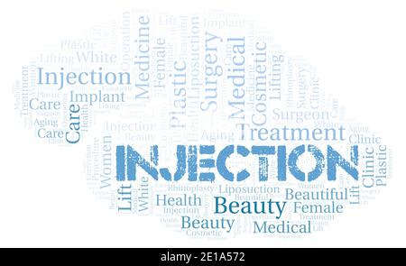 Injection typography word cloud create with text only Stock Photo - Alamy